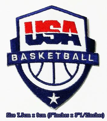China Custom Embroidered Basketball Patch Iron On Sew On 100mm Width Free Artwork for sale