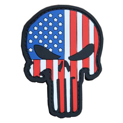 China Custom PVC Rubber Patches 5x2.8cm Pantone Color Chart Skull Flag Badges for sale