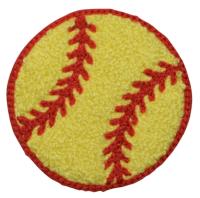 China Custom Chenille Softball Patch 2-3/8 Inch Iron On Letterman Jacket Badge Sports Ball Emblem for sale