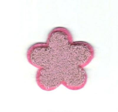China Custom 1.5 Inch Pink Chenille Flower Embroidery Patch with Iron On Backing for sale