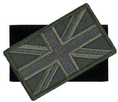 China Custom Embroidered UK Flag Patch Hook and Loop 100mm Sew On Union Jack Army Patch for sale