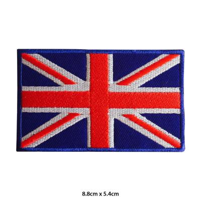 China Custom Embroidered UK Union Jack Flag Patch Iron On Sew On Badge 100mm for sale