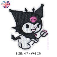 China Custom Embroidered Patch Badge 100mm Iron On Sew On Applique Kawaii Kuromi Design for sale