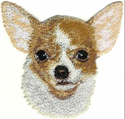 China Custom 3.25 Inch Chihuahua Dog Breed Embroidery Patch Iron On Backing for sale