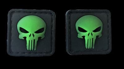 China Custom Soft Velcro Backing Rubber Morale Patches Skull Glow in Dark 2D 3D for sale