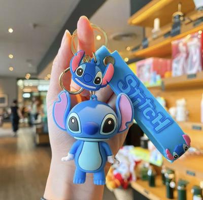 China Custom 3D Stitch PVC Keychain Soft Rubber Keyring Bag Charm Durable Eco Friendly for sale
