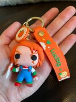 China Custom 3D Chucky Horror PVC Keychain Soft Rubber Silicone Key Ring 5cm for sale