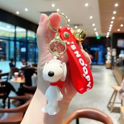 China Custom 3D PVC Keychain Snoopy Peanuts Charlie Brown Red Keyring Hand Made for sale
