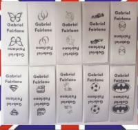 China Custom Washable Woven Name Label 50pcs Merrowed Border for School Uniform Clothing for sale