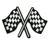 China Checkered Racing Flags Embroidered Patch Iron/Sew-On Applique Biker Emblem for sale