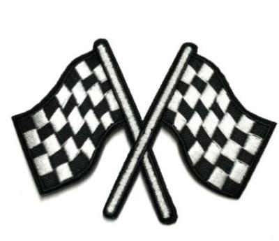 China Checkered Racing Flags Embroidered Patch Iron/Sew-On Applique Biker Emblem for sale