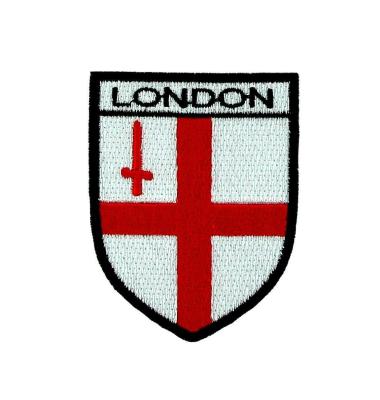 China UK England Shield Flag Embroidered Patches Iron On Fabric Badges for Coat Arms 100mm for sale