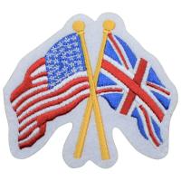 China Custom Embroidered Patch Sew On Iron On Applique Badge 3.25 Inch USA UK for sale