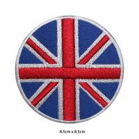 China UK National Flag Round Embroidered Patch Iron On Sew On Badge 100mm Custom Size for sale