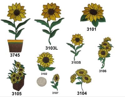 China Custom Embroidered Sun Flower Iron On Applique Patch 150mm Wide Twill for sale