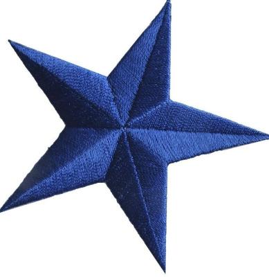 China Custom Embroidered Star Patch Iron On 3 Inch Blue Twill Background Sew On Applique for sale