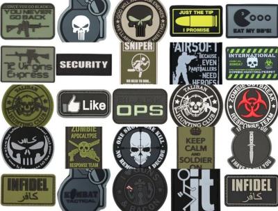 China Custom PVC Tactical Hook Loop Patch Embossed 2D 3D Logo 100pcs MOQ for sale