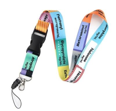 China Custom Polyester Lanyards with Plastic Buckle 90cm Length 15mm Width PMS Pantone Color for sale