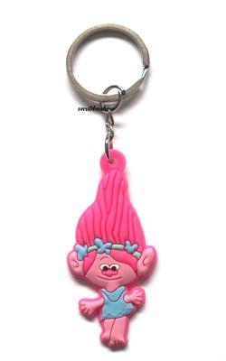 China Custom Princess Poppy Trolls PVC Keychain 2D 3D Logo Eco Friendly Durable for sale