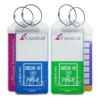 China Custom PVC Luggage Tags 0.6mm Thickness with Steel Loops Pantone Colors Offset Printing for sale