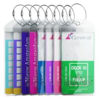 China Custom PVC Luggage Tags 0.6mm Thickness with Steel Loops Pantone Colors Offset Printing for sale