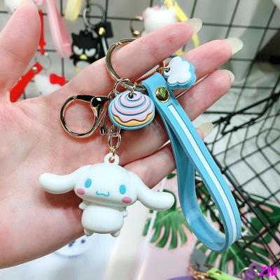 China Custom 3D Cinnamoroll PVC Keychain Soft Rubber Promotional Keyring 100pcs Min for sale