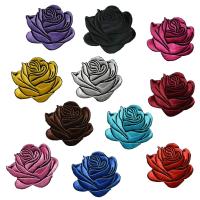 China Rose Flower Embroidery Iron On Applique Patch Twill Merrowed Border for sale