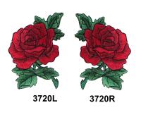 China Red Rose Flower Embroidery Sew Patch Custom Pantone Color For Clothes for sale