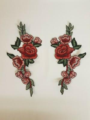 China Custom Embroidered Flower Applique Patch Sew Iron on 100mm Twill Material for sale