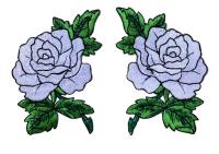 China Custom White Rose Embroidered Patch with Velcro Backing 100mm Width for sale