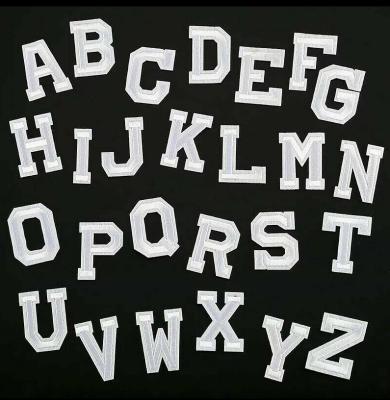 China Custom Embroidered Letter Patches Iron On Sew On Retro Alphabet Patch 3x3 cm for sale
