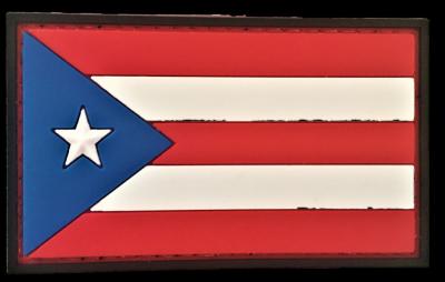China Puerto Rico PR Flag PVC Patch 2D 3D Soft Embroidered Morale Patch Sew On Backing for sale