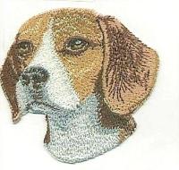 China Custom 3 Inch Beagle Dog Portrait Iron On Embroidery Patch Merrowed Border 100 Pcs MOQ for sale