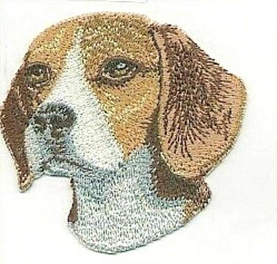China Custom 3 Inch Beagle Dog Portrait Iron On Embroidery Patch Merrowed Border 100 Pcs MOQ for sale