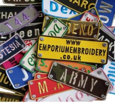 China Custom Embroidered Name Patches Iron On Sew On Hook Loop Badge Biker Applique 50pcs MOQ for sale