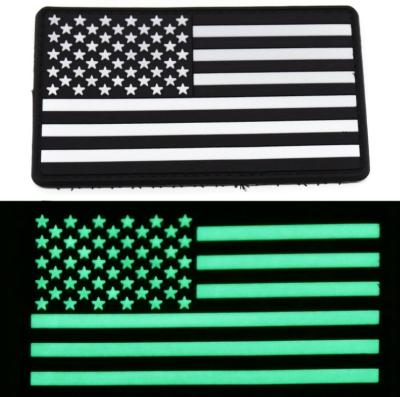 China Custom PVC Rubber Tactical Morale Patch Hook Loop Backing Glow in Dark for sale
