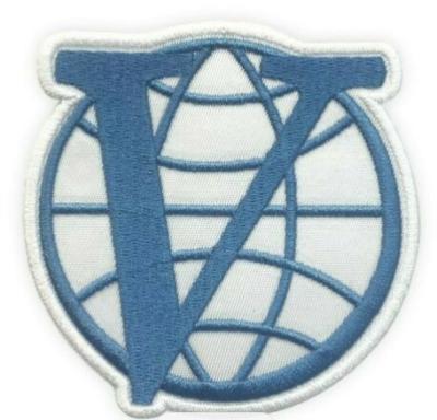 China Custom Embroidery Patch Merrow Border Twill Fabric Iron On Patch 127mm Diameter for sale