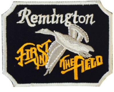 China Custom Embroidered Patch Iron On 9x6cm Remington Fire Arms Design for Clothing for sale