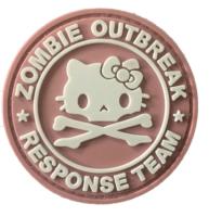 China Custom PVC Rubber Patch Velcro Backing Pink Zombie Outbreak Response Team 3D Embossed 100pcs MOQ for sale
