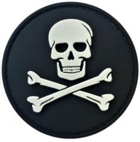 China Custom Soft PVC Patch Velcro Backing Trusty Shellback Skull Crossbones 3D 2D for sale