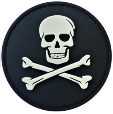 China Custom Soft PVC Patch Velcro Backing Trusty Shellback Skull Crossbones 3D 2D for sale