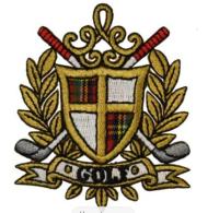 China Custom Golf Clubs Embroidery Iron On Applique Patch 100mm Twill Fabric Background for sale