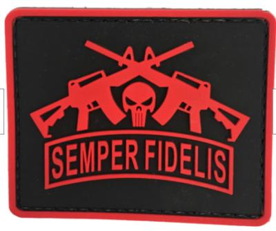 China Custom Molded Soft PVC Patch USMC Semper Fidelis Marine Corps Red 2D 3D for Garment for sale