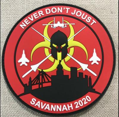 China Never Don'T Joust Rubber PVC Patch Customized Size Pantone Color Lightweight for sale