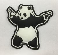 China Custom 3D PVC Morale Patch Guns Shooting Panda Lightweight Washable 2D 3D for sale