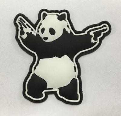 China Custom 3D PVC Morale Patch Guns Shooting Panda Lightweight Washable 2D 3D for sale