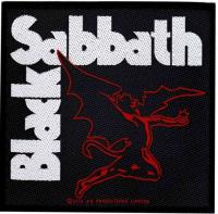 China Custom Woven Patches 80mm Diameter 8C Velcro Attachment Black Sabbath Style for sale