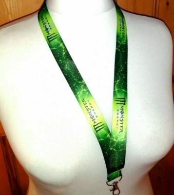 China Custom Metal Hook Silk Printing Monster Energy Lanyard Neck Strap for Keys 90cm for sale