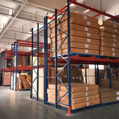 China Impact Reinforced Heavy Duty Rack Anti Collision Upright Frame For High Frequency Forklift Warehouse for sale