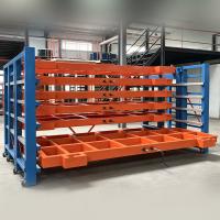 China Hand‑Crank Gear Driven Heavy‑Duty Pull‑out Drawer Sheet Rack, Manual Operated Plate Storage Shelf for Laser Cutting Workshop for sale